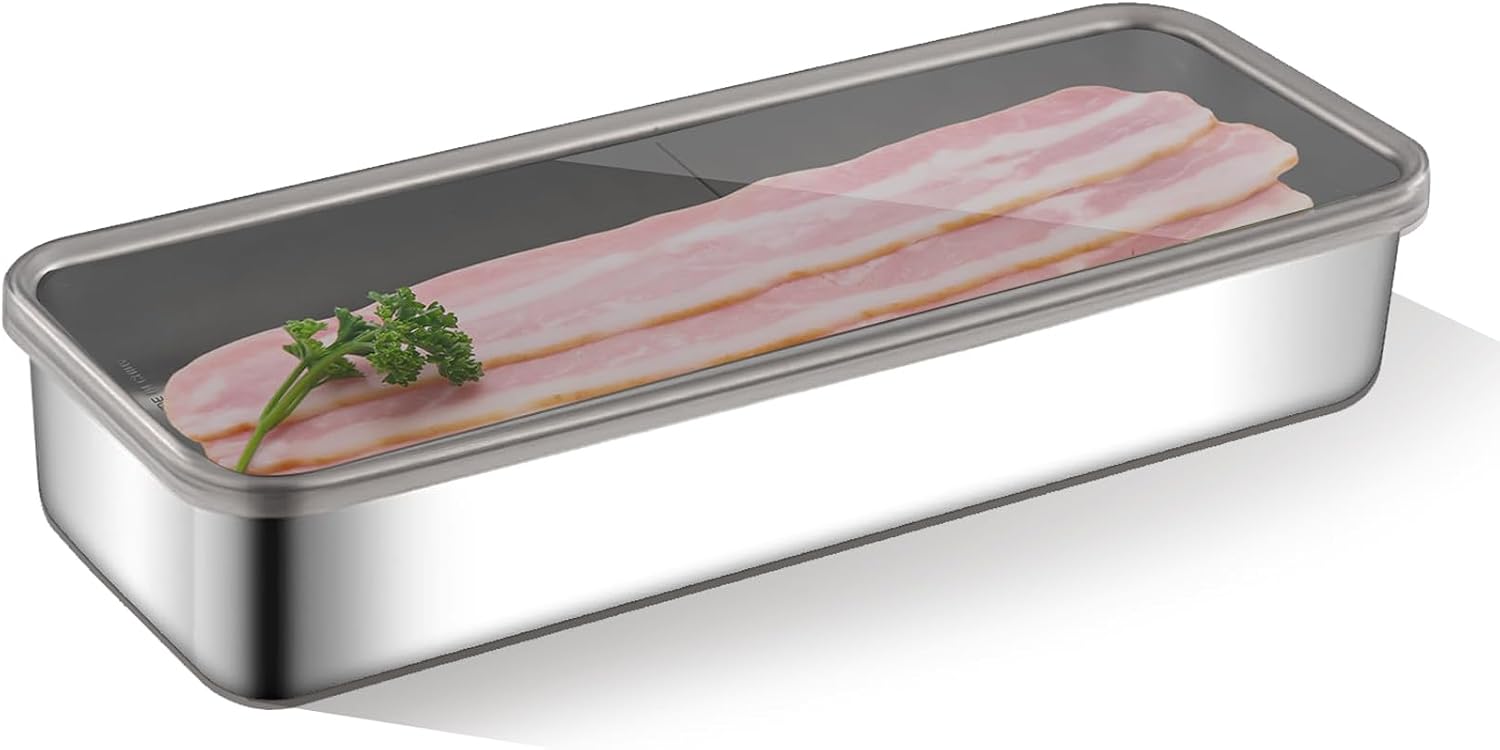 Amazon.com: Pujito Bacon Container for Refrigerator Stainless Steel ...
