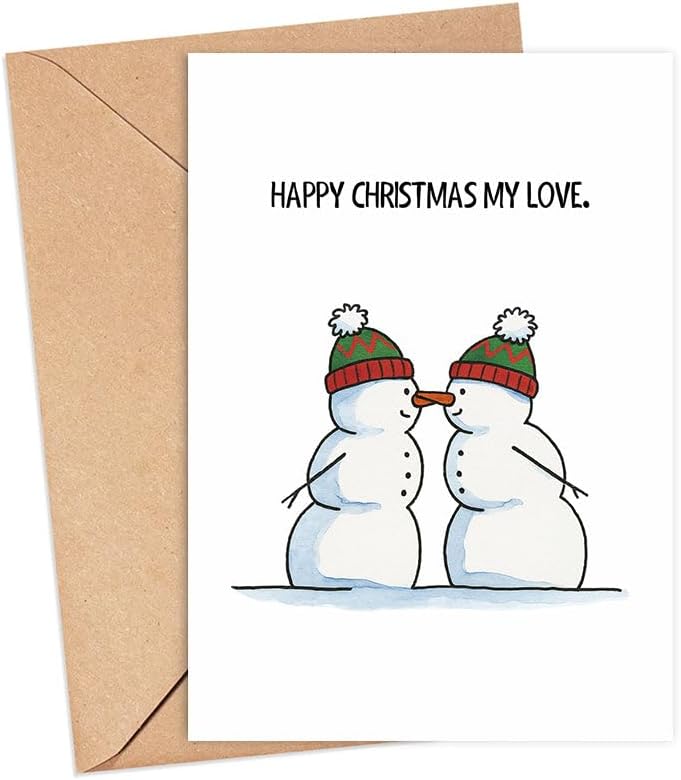 Amazon.com: TrevaloGift Happy Christmas My Love Card - Cute Snowman ...