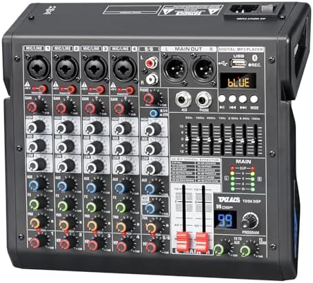 Amazon.com: Forket Professional DJ Mixer 8 Channel Audio Mixer Sound ...