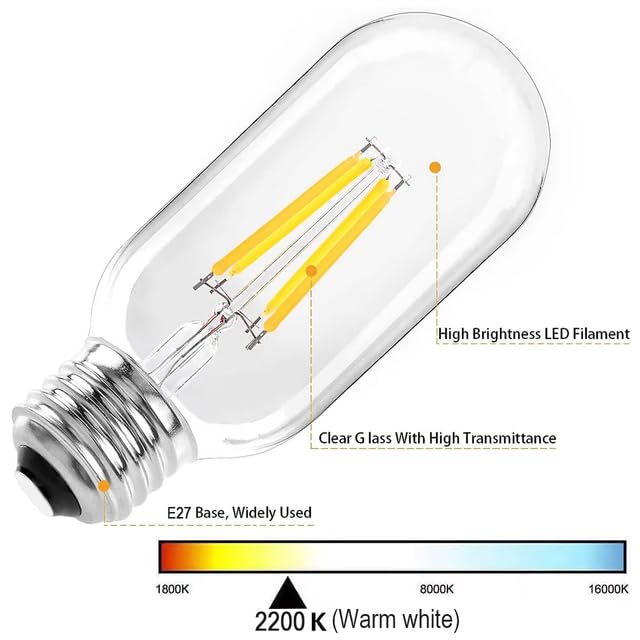 E27 Screw Led Light Bulb, 4W Edison Led Bulb Warm White 40W Antique ...