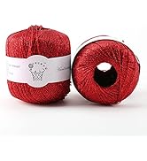 Amazon.com: 80g Metallic Crochet Thread,Yarn for Crocheting,Metallic ...