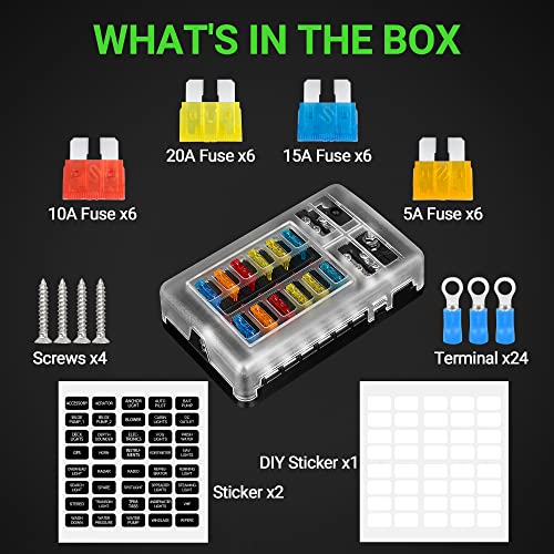 Snapklik.com : 12V Fuse Block 12 Circuit Fuse Box Kit