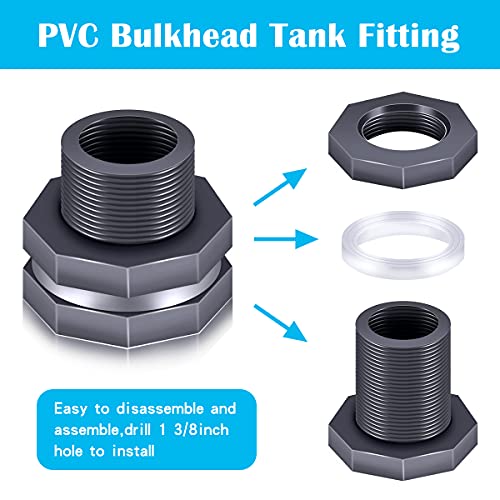 Snapklik.com : Tnuocke 2PCS PVC Bulkhead Fitting 3/4 Inch,Water Tank ...