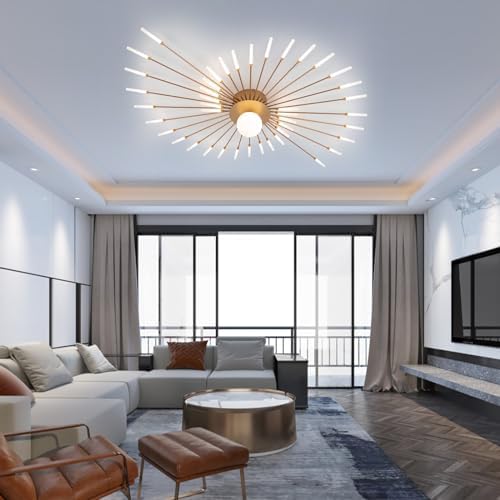 kangten 50'' LED Ceiling Light Modern Flower Shape Ceiling Lamp Flush ...