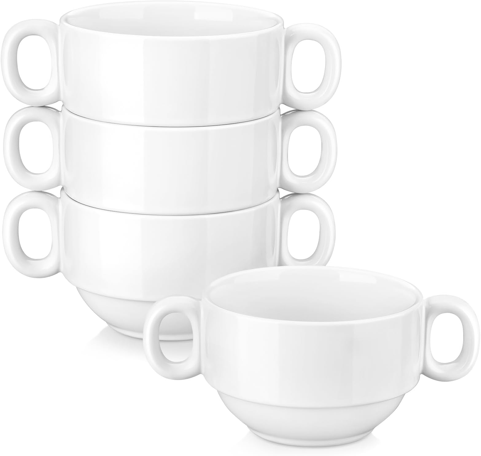 LOVECASA Soup Bowls with Handles 380ml 13 oz, Ceramic French Onion Soup ...