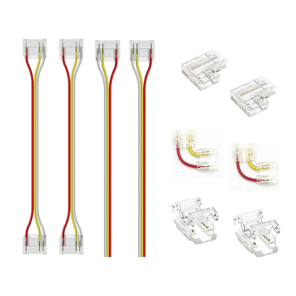 YAJIERUI 3-pin CCT COB LED light strip quick connector 10mm solderless ...
