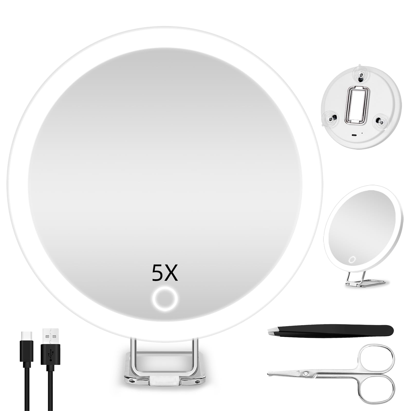 Amazon.com - 5X Magnifying Mirror with Lights, 6inch Makeup Magnifying ...