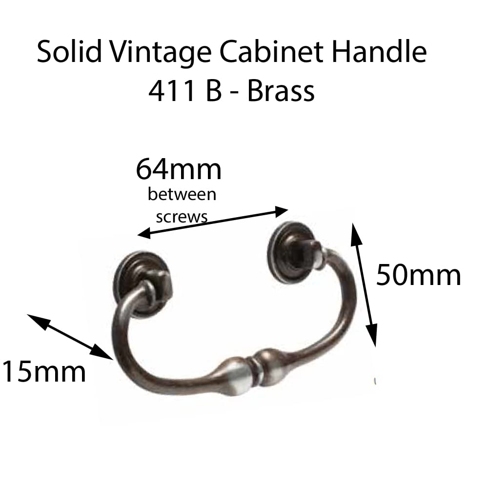 Universal Hardware Vintage Brass Drawer Handle Solid Cabinet Drop Swan ...