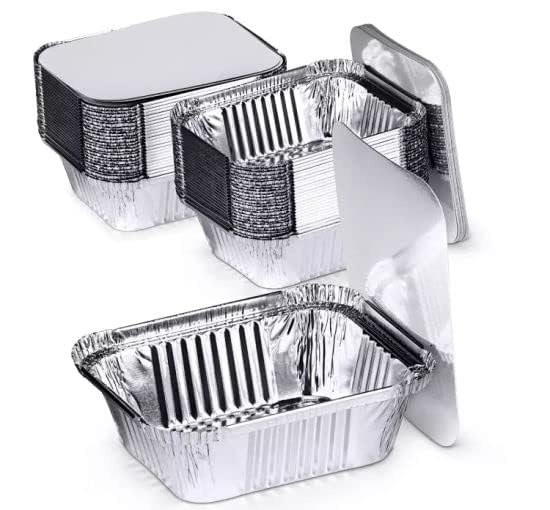 Buy Krishna Traders Disposable Aluminum Silver Foil Containers with Lid ...