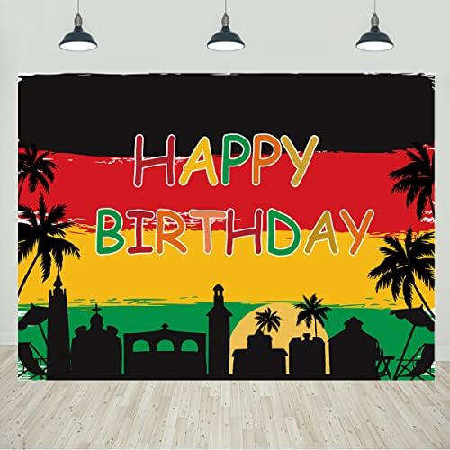 Amazon.com : Reggae Birthday Backdrop Jamaican Rastafari Palm Tree ...