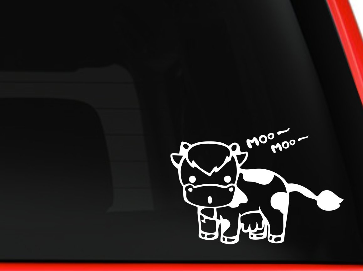 Amazon.com: Cow Moo Cartoon Die Cut Vinyl Decal Sticker for Car Truck ...