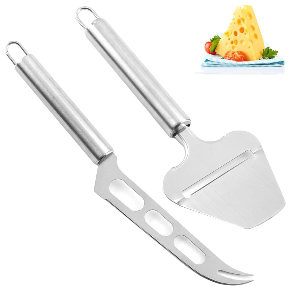 QIENBABO 2 Pack Cheese Knife, Cheese Slicer Set Stainless Steel, Cheese ...