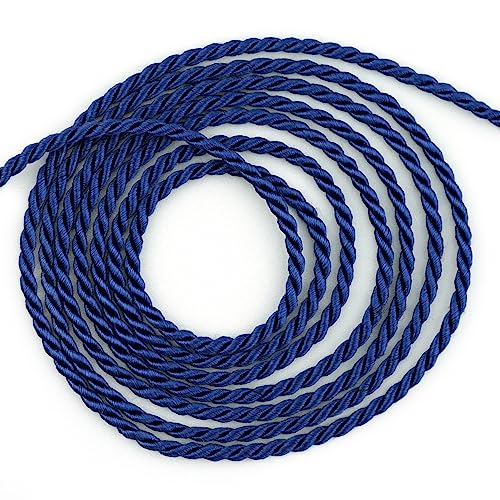 50 m x 2 mm Cord Dark Blue Roll Decorative Twist Cord with Shiny Cord ...