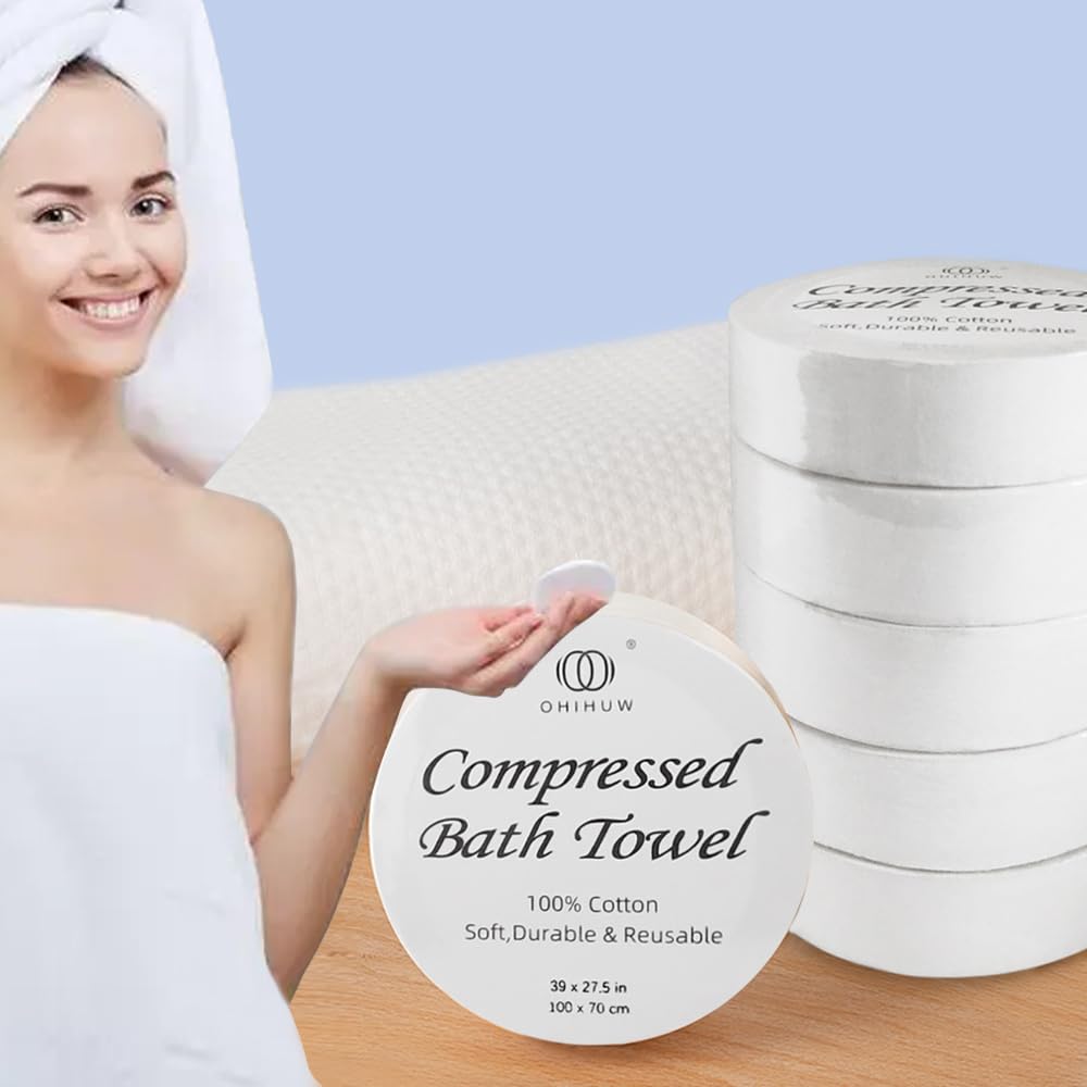 Amazon.com: Reusable Travel Towel Compressed, Larger and Thicker ...