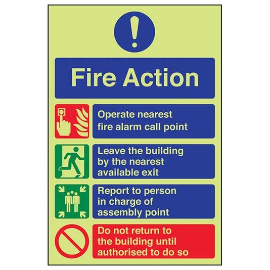 Safety Sign Sticker | Fire Action - Do Not Return to Building Signage ...