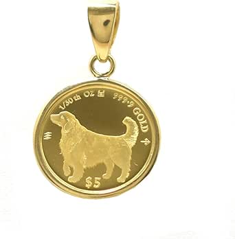 Amazon | K24 1/30オンス 約1.35g 証明書付 純金Dogs ゴールデンレトリーバーコインペンダント ネックレストップ イギリス | ネックレス 通販