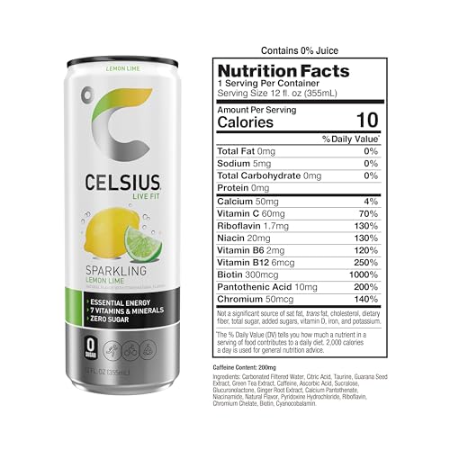 Snapklik.com : CELSIUS Sparkling Lemon Lime, Functional Essential ...