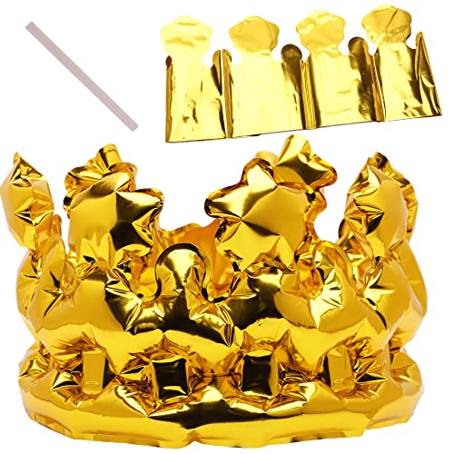 Toyland Inflatable Shiny Metallic Wearable Gold Crown – King Charles ...