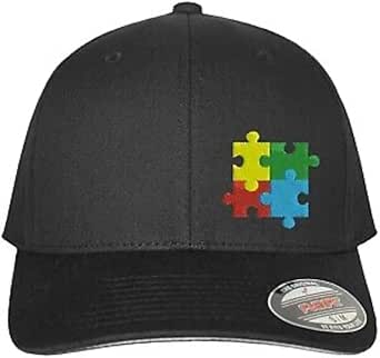 Autism Symbol Embroidered Logo Flex Fit Hat Autism Awareness Puzzle Cap ...