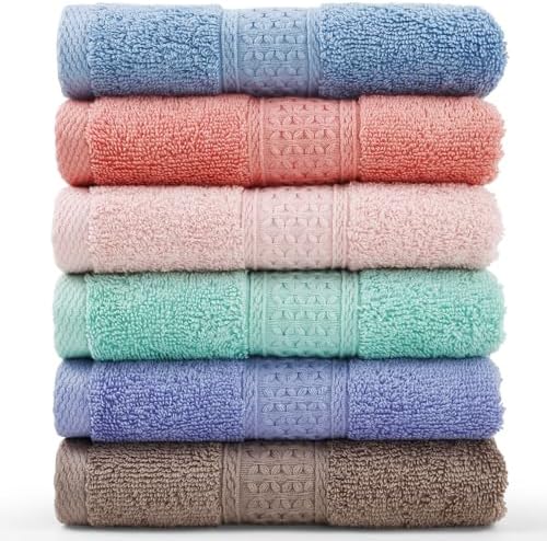 Amazon.com: LANE LINEN Washcloths 6 Pack - 100% Cotton Wash Cloths for ...