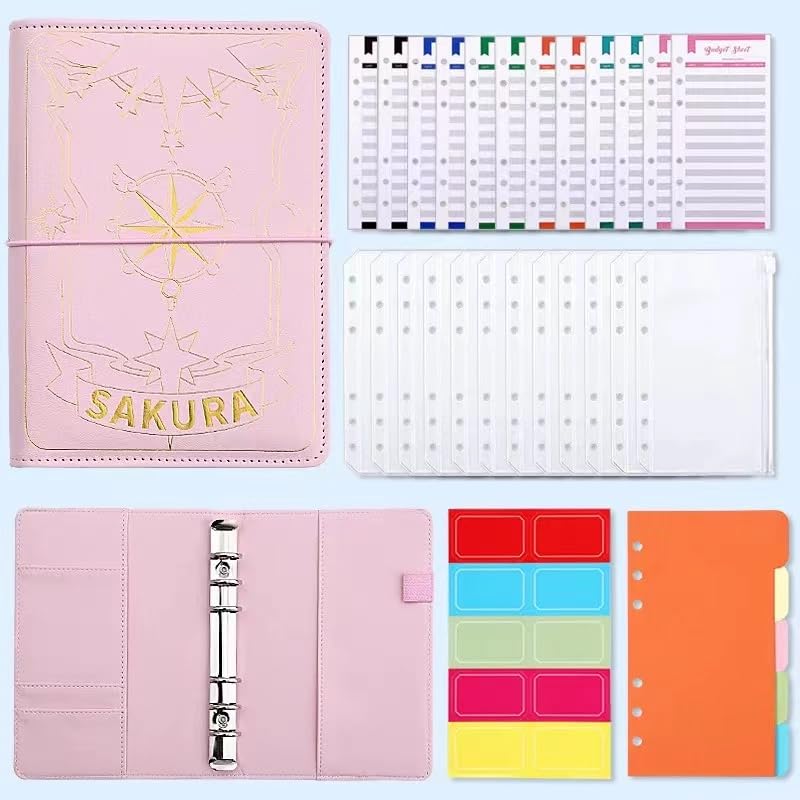 Amazon.com : A6 PU Budget Binder with Zipper Envelopes A6 Binder ...