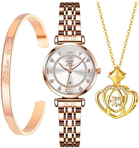 Amazon.com: Fate Love Women Watch Set Rose Gold Bracelet Stainless ...