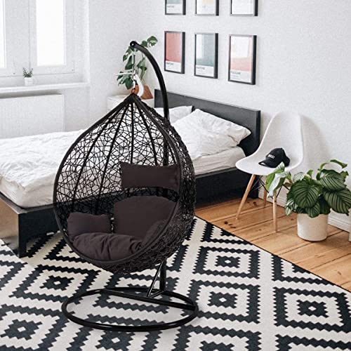 Carry Bird Wicker Rattan Wrought Iron Single Seater Swing Chair With ...