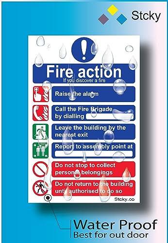 Stcky Fire Action Notice Sign – 20 x 30 cm Ideal Sized Fire Safety ...