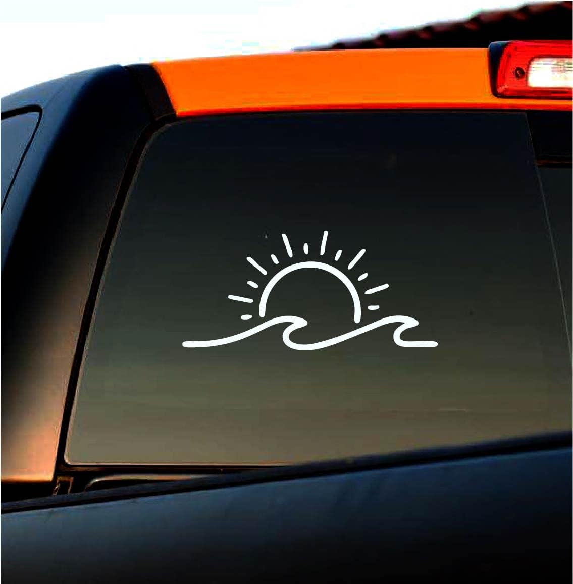 Amazon.com - Blue Giraffe Sun & Wave 7" Car Decal - Beach Bumper Sticker