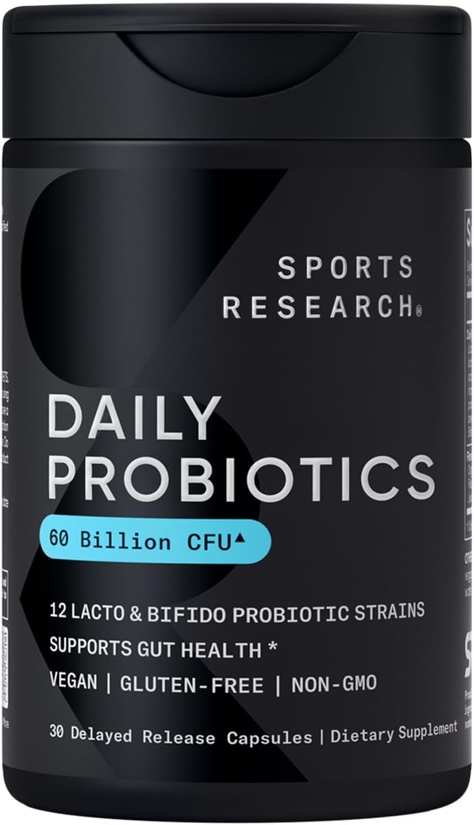 Amazon.com: Sports Research Daily Probiotics with Prebiotics, 60 ...