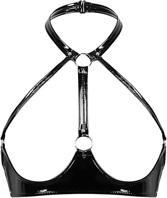 Amazon.com: YiZYiF Women's PVC Wet Look Leather Cupless Underwire Shelf ...