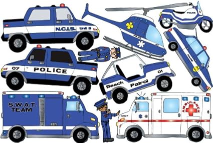 Amazon.com: Police Wall Decals Stickers Cars and Truck Decor for Boys ...