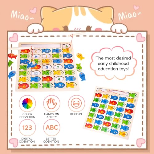 Fishing Toys for Toddlers – Wooden Magnetic Fishing Game and Puzzle ...