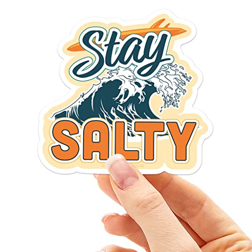 Amazon.com: Stay Salty Bumper Sticker - Funny Beach Surfing Decal ...