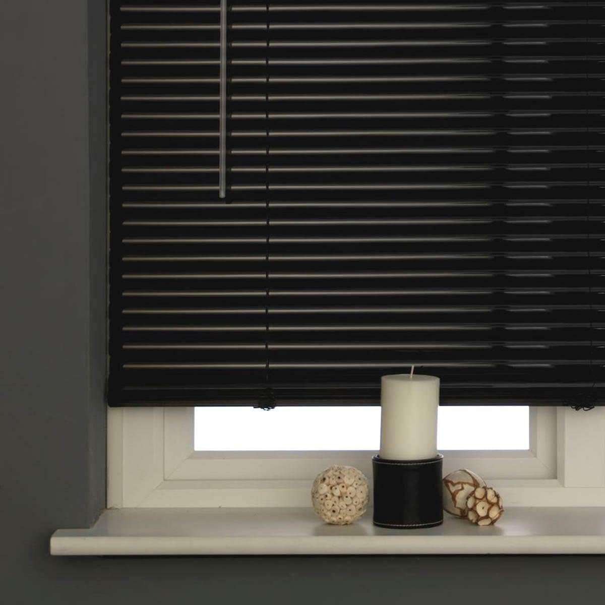 Black Plain Pvc Blinds Window Venetian Blind Easy Fit Home Office Wood ...