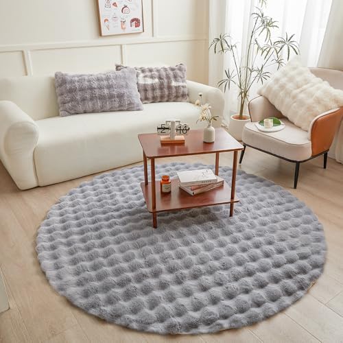 Amazon.com: Gray Round Rabbit Plush Rug for Bedroom Living Room Sofa,5 ...