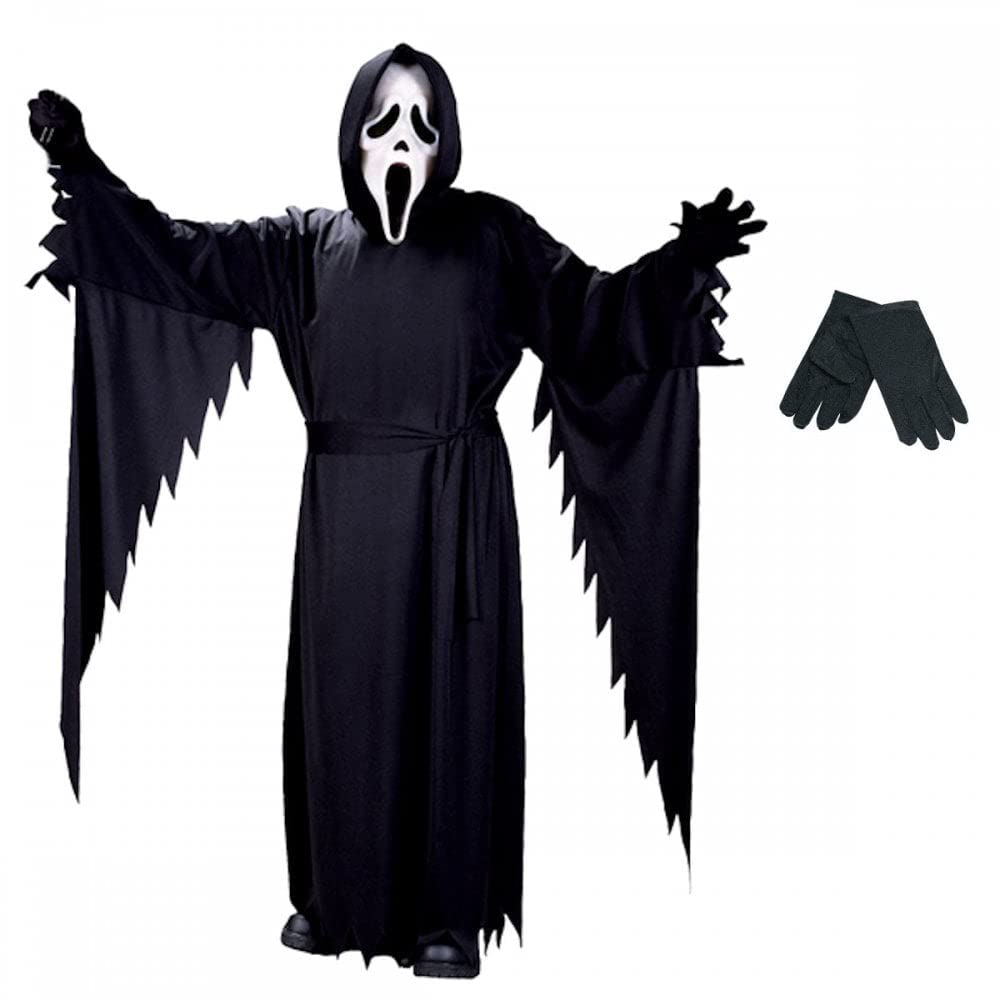 A2ZFD Scream/Ghost Face Teen Costume + Black Gloves : Halloween Film ...