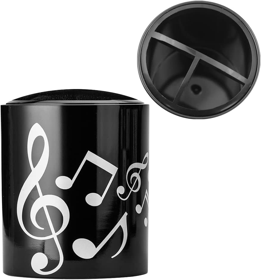 Music Note Pencil Cup Pen Container Holder, Black Musical Notes Melody ...