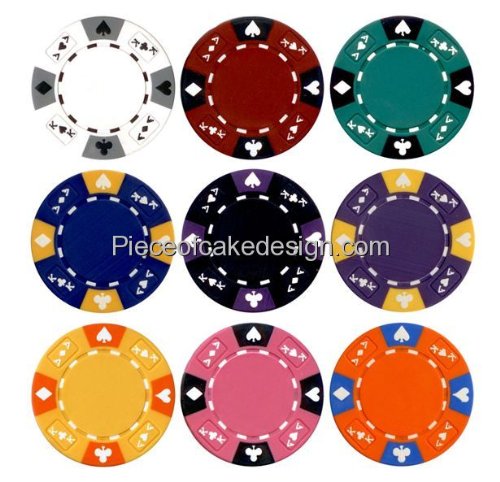 Amazon.com: 6" ~ Casino Fancy Colorful Poker Chips Birthday ~ Edible ...
