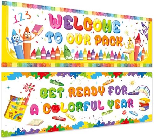 Amazon.com: JKQ Colorful Glittery Welcome to Preschool Banner with ...
