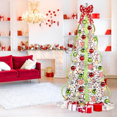 Amazon.com: FHOZGECY Pre Lit Pop Up Collapsible Christmas Tree, 6FT ...