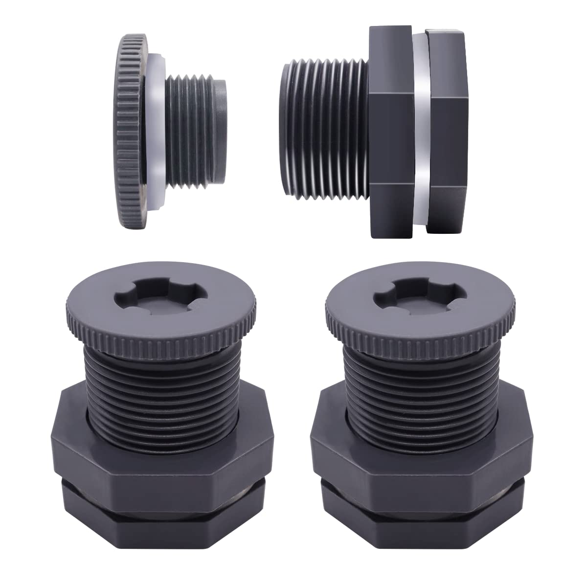 Buy Dianrui 3PCS Dark Grey 3/4in PVC Water Tank Connector Adapter,PVC ...