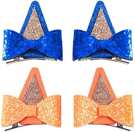 Amazon.com: 2 Pairs Dog Ears Hair Bow Clips for Toddler Kids Glitter ...