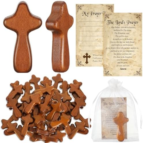 Amazon.com: 201 Pcs 100 Sets Mini Pocket Crosses Small Wooden Cross ...