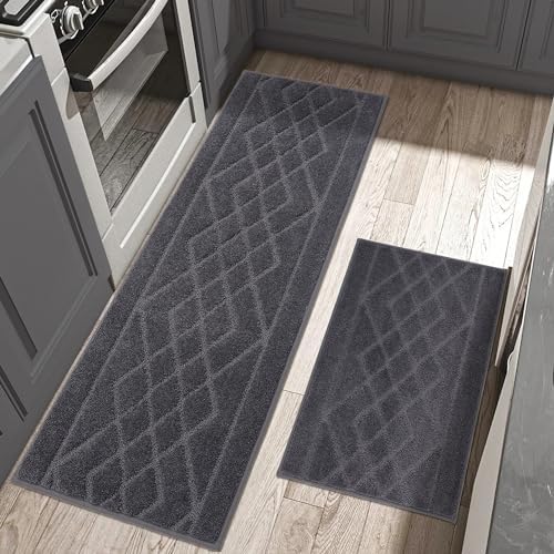 BEQHAUSE Kitchen-Rugs-Sets of 2 Non Slip Machine Washable Kitchen Mats ...