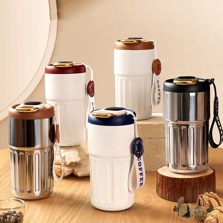 Amazon | 450ML ドイツ製保温保冷コーヒー魔法瓶、Coffee温度計 魔法瓶 温度表示付マグボトル316密閉な内側 コーヒー魔法瓶、真空断熱 漏れ防止 水筒 サーモマグ ステンレス ...