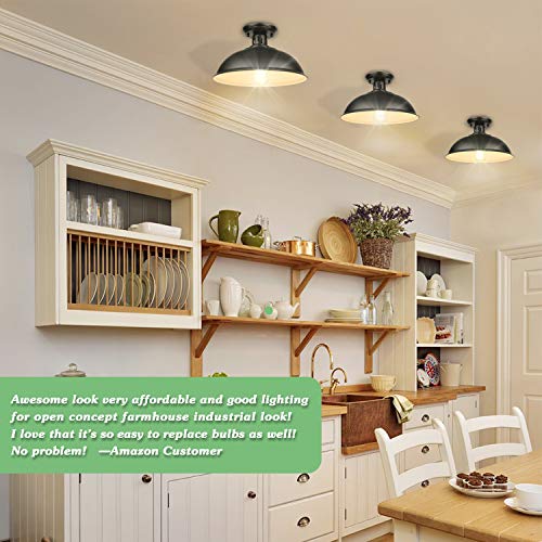 Buy Farmhouse Semi Flush Mount Ceiling Light Fixture, E26 Base ...