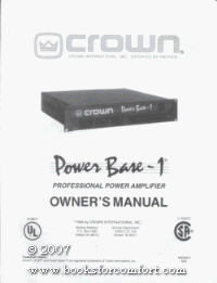 Crown Power Base-1 Professional Power Amplifier Owner's Manual AND NAD ...