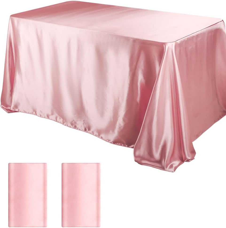 Amazon.com: Aksipo 2 Pack Rose Gold Satin Tablecloth Smooth Fabric ...