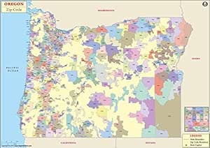 Oregon Zip Code Map - Laminated (36" W x 25.46" H) : Amazon.ca: Office ...